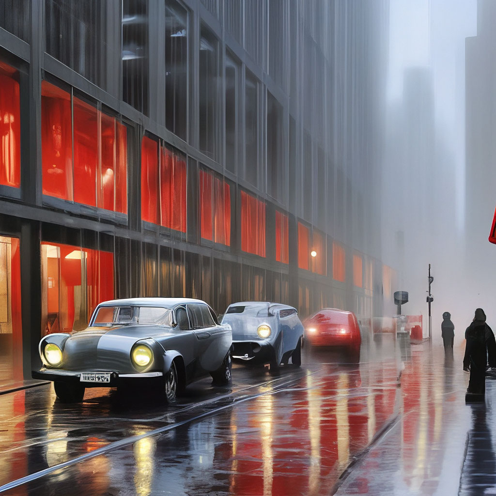 "Ulta is a modern impressionist city, racing cars, pedestrians ...