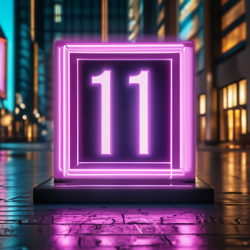 "Square, neon, the number 11= eleven sparkles in the square, octane ...