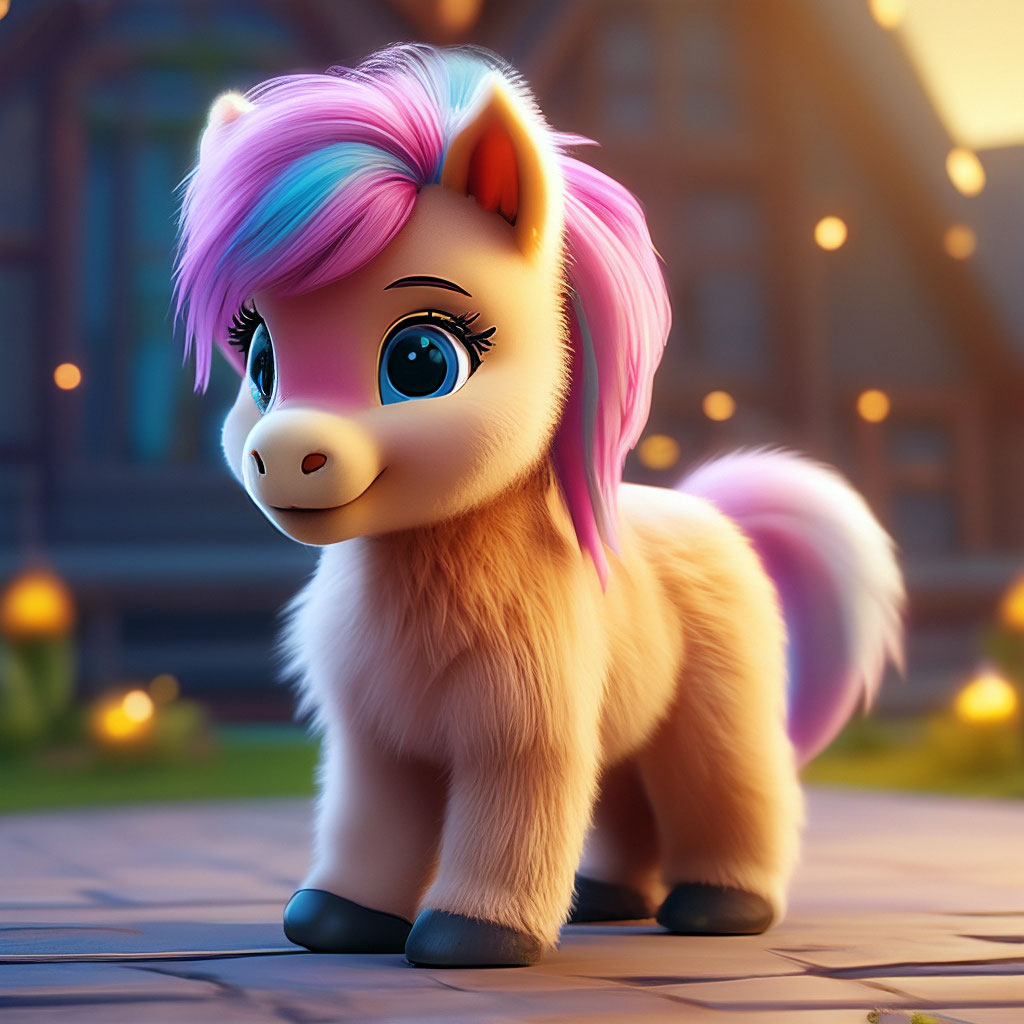"Anthropomorphic, cute, fluffy pony, beautiful, realistic, professional ...