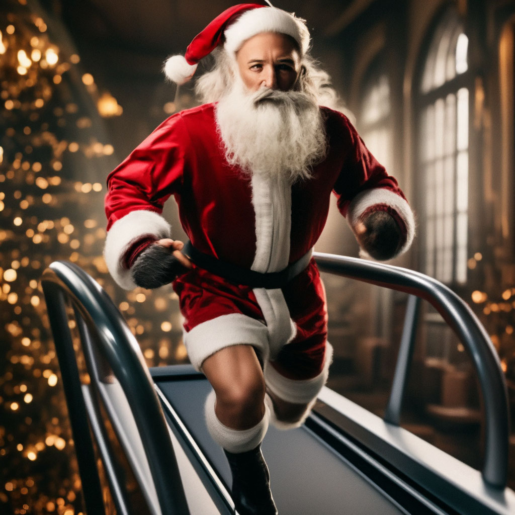 "Santa Claus on the treadmill" — image created in Shedevrum