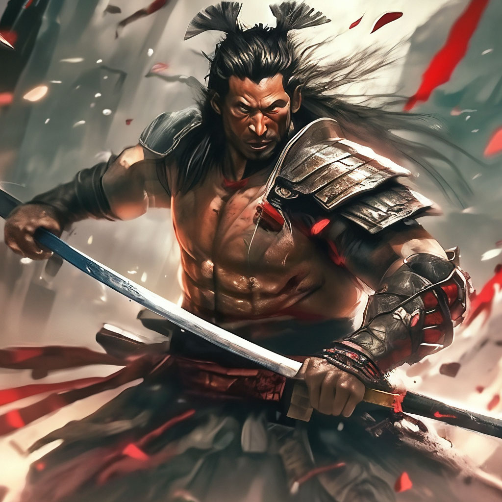 "Male warrior, samurai,scars,full-length,random angle,random weapon,any ...