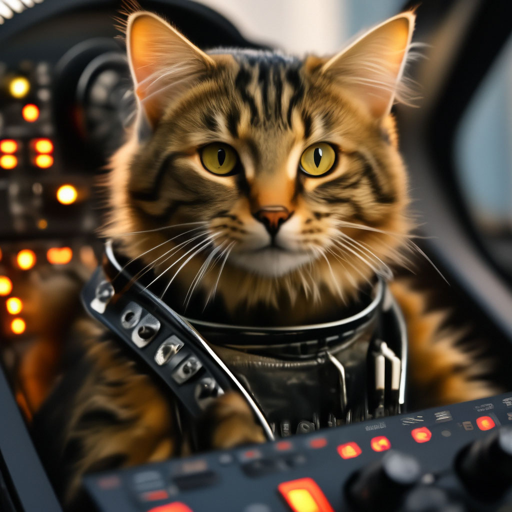 "The cat controls the samaletam" — image created in Shedevrum