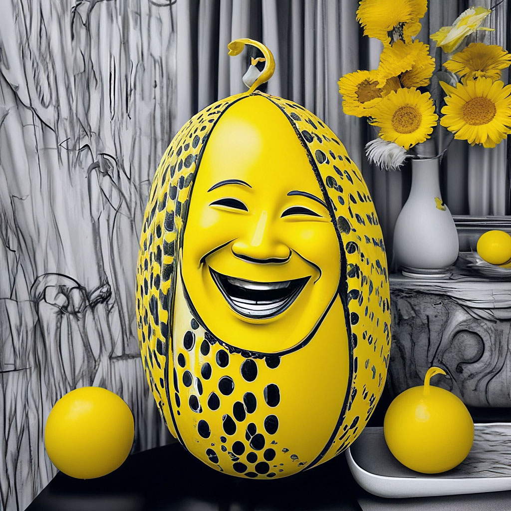 "Laughing yellow melon" — image created in Shedevrum