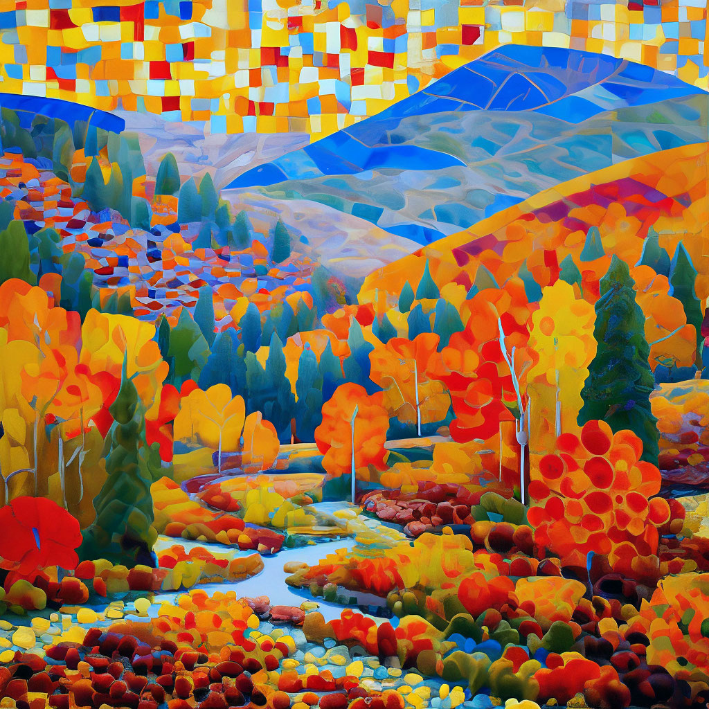 "Autumn landscape, mosaic" — image created in Shedevrum