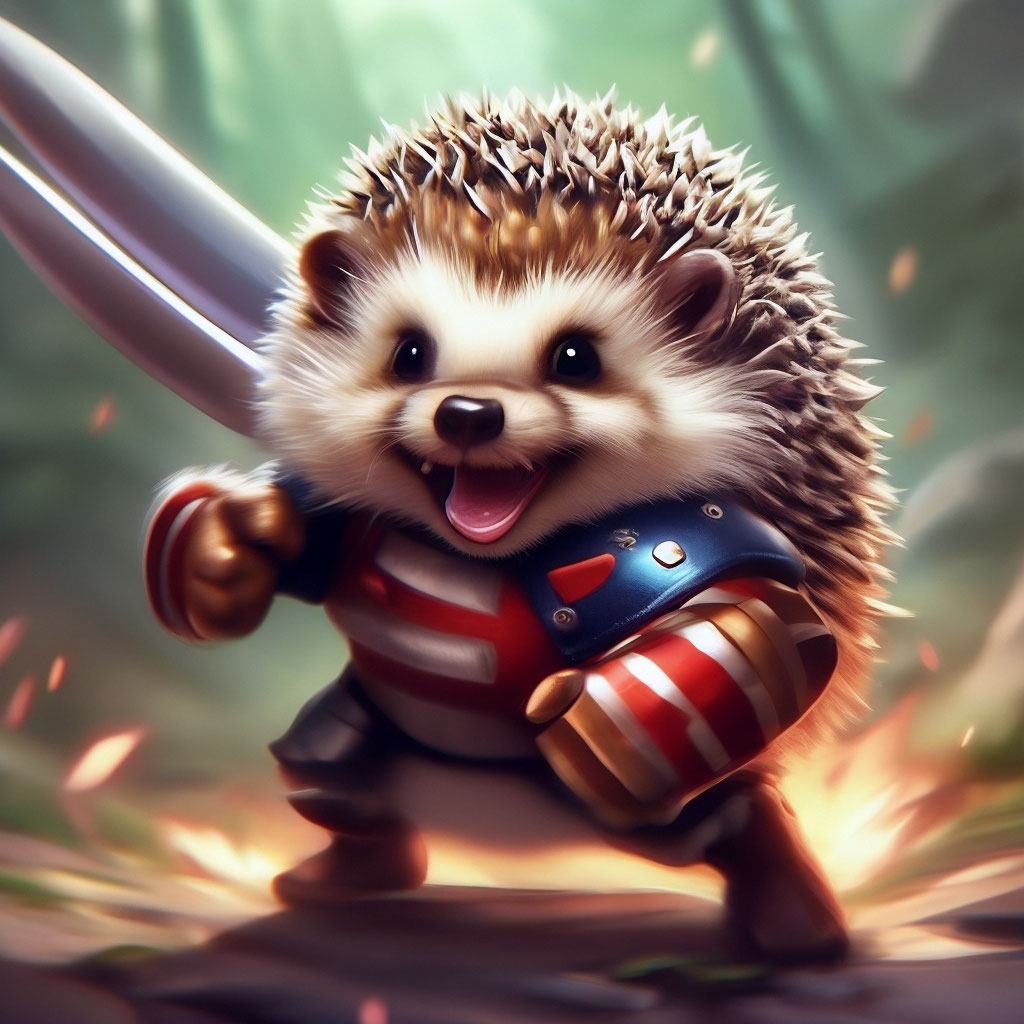"Cute fighting hedgehog" — image created in Shedevrum