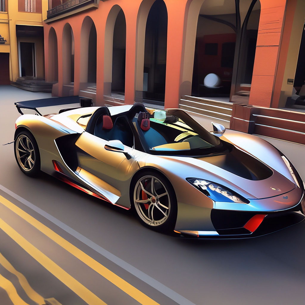 "A hybrid of a supercar and a spider" — image created in Shedevrum
