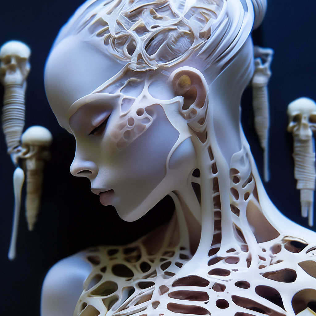 "🫒 The girl from bones landscape. "chalk+bones+ink+constructivism ...