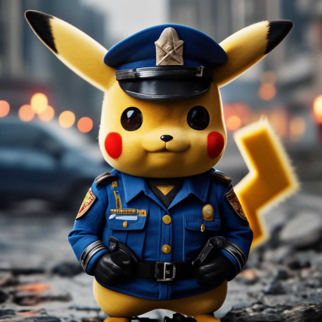 "Pikachu in a police uniform, Russian cop" — image created in Shedevrum