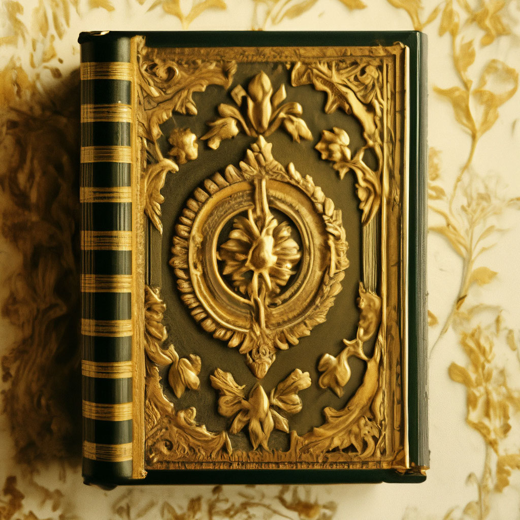 "An old book in a gold cover" — image created in Shedevrum
