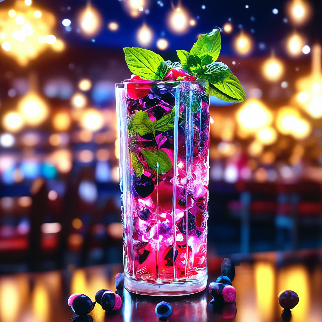 "Cafe "At Bryza"🤩 Galactic berry mojito in a glass glass, glow, starry ...