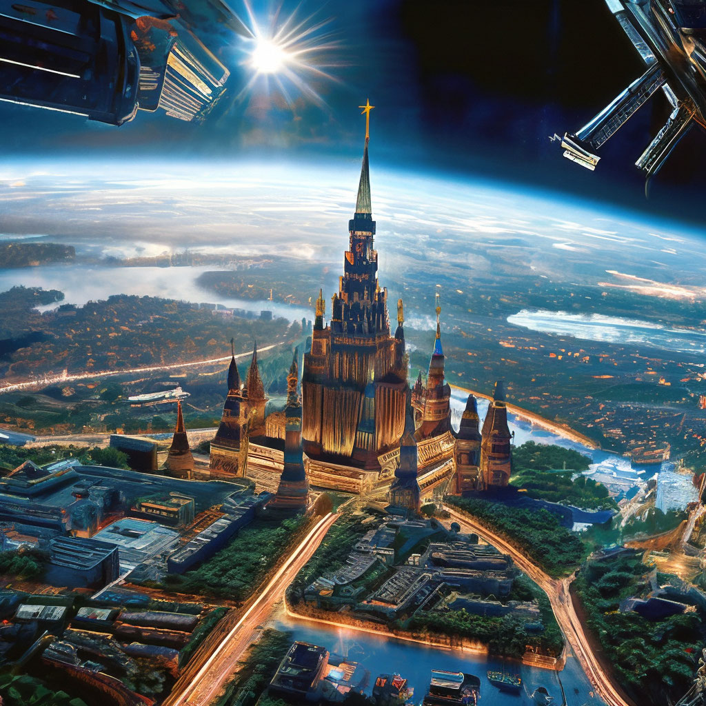 "Moscow view from space" — image created in Shedevrum