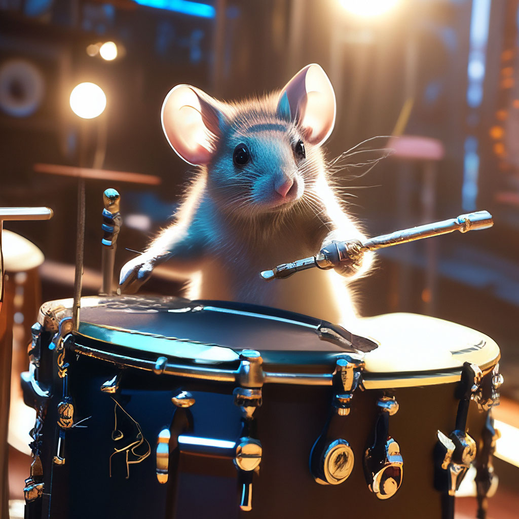 "The mouse is playing the drum" — image created in Shedevrum