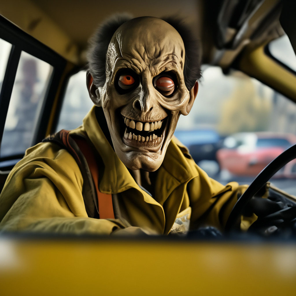 "Ghostbusters Poltergeist cartoon taxi driver rotten old zombie driving ...
