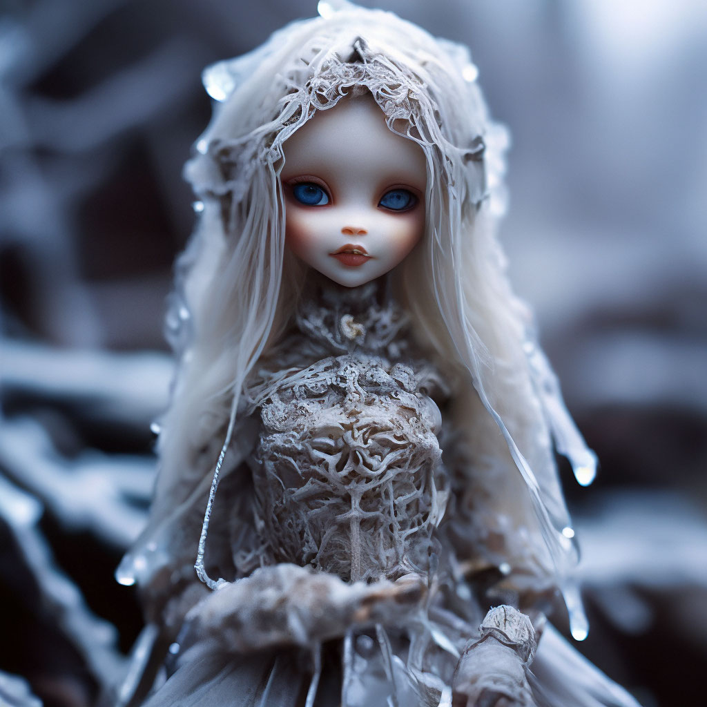 "Ice doll, delirium, light haze, muted colors, mysticism, fantasy ...