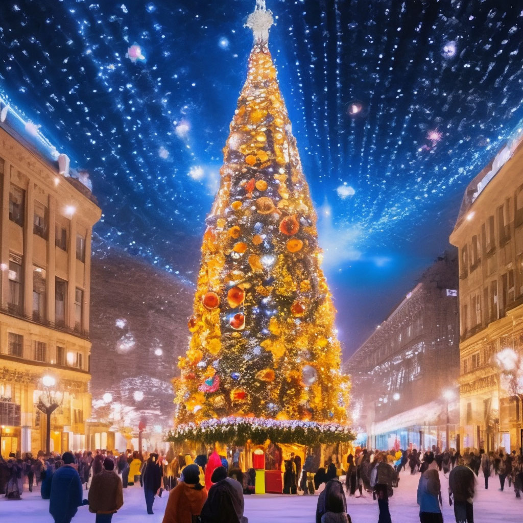 "🎅🏻 A very large Christmas tree on the beautiful central square of the ...