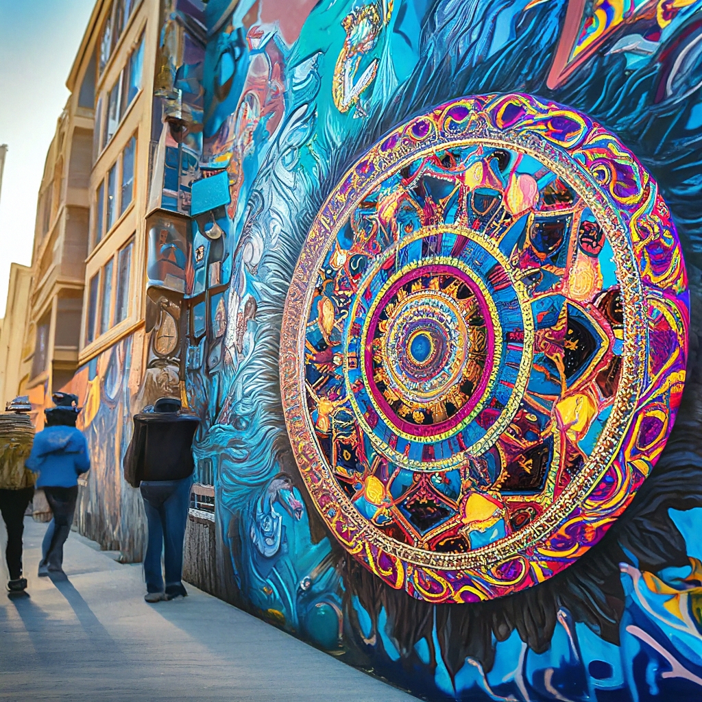 "Street art, mandalas on the wall in the city, aesthetically pleasing ...