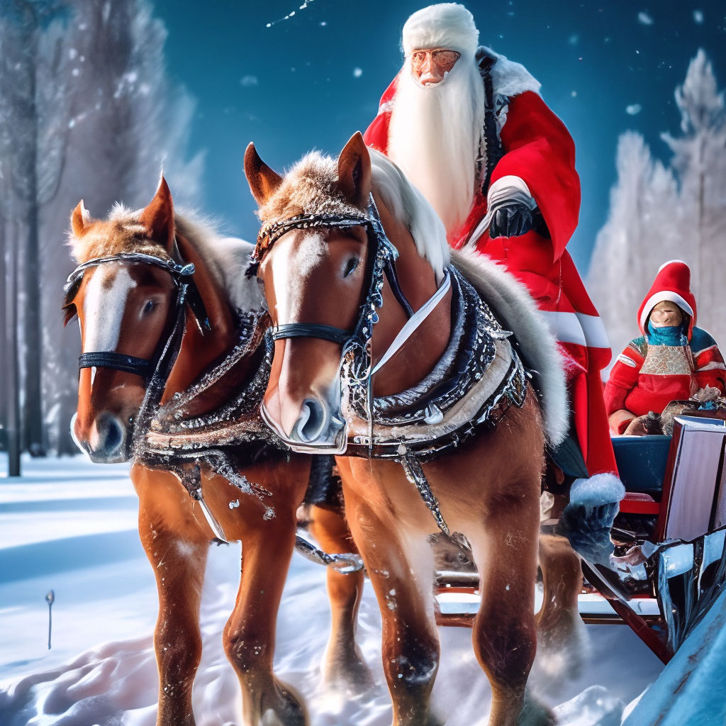 "New Year's mood Russian Russian Santa Claus in a sleigh, beauty art ...