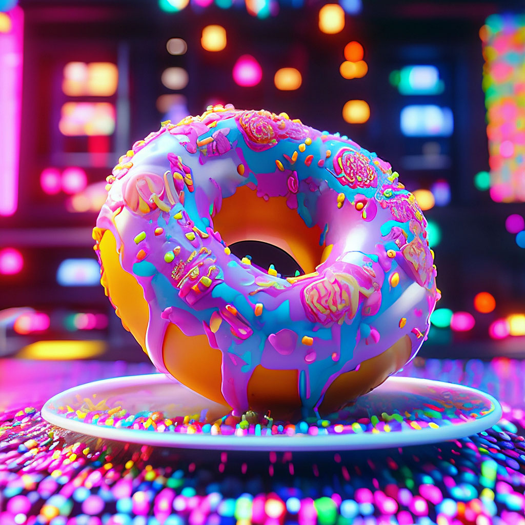 "Doughnut with filling hyperdetalization, fantasy, beautiful, symmetry ...