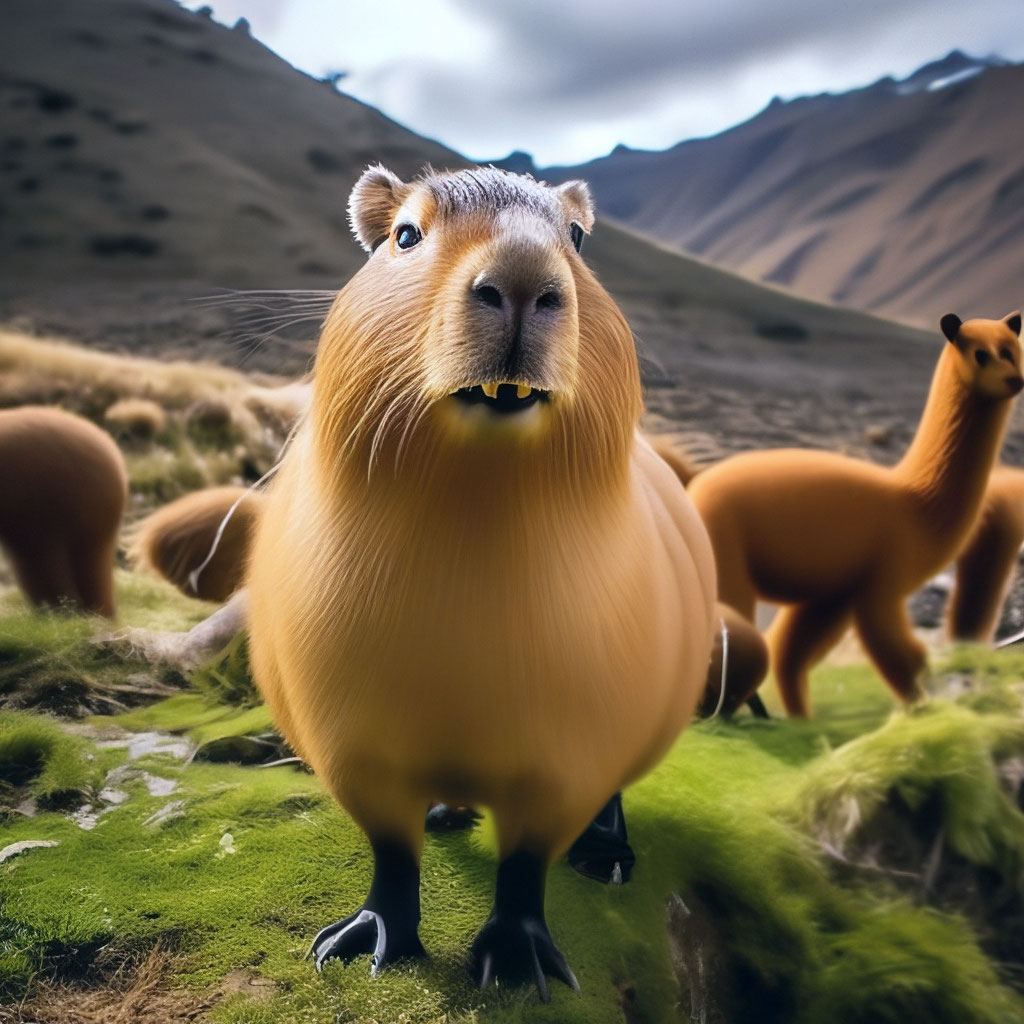 "Capybara in search of alpaca" — image created in Shedevrum