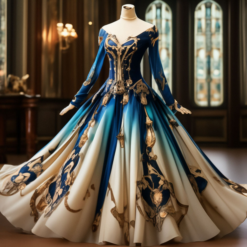 "Ballroom women's dress in the style of Focalors from Genshin Impact ...