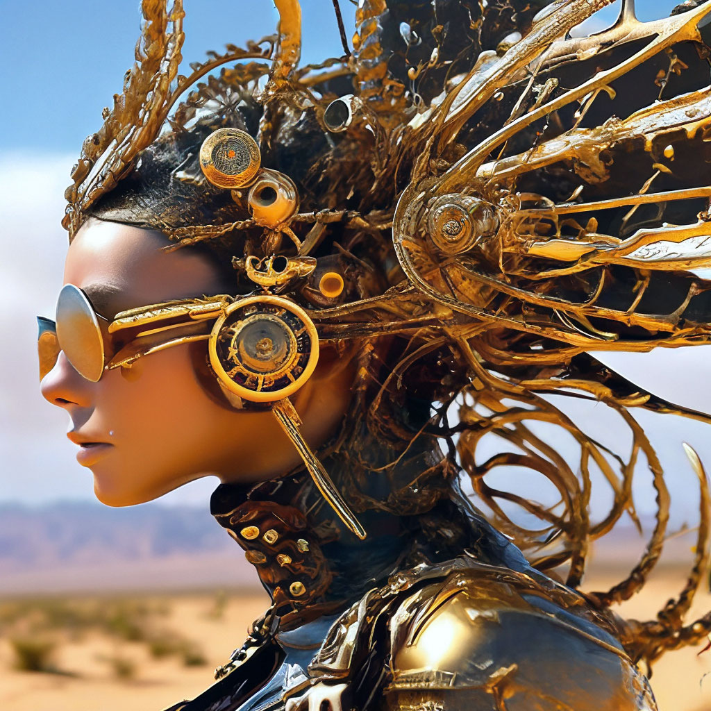 "128h, UHD desert, steampunk female silhouette,steampunk creature,horor ...