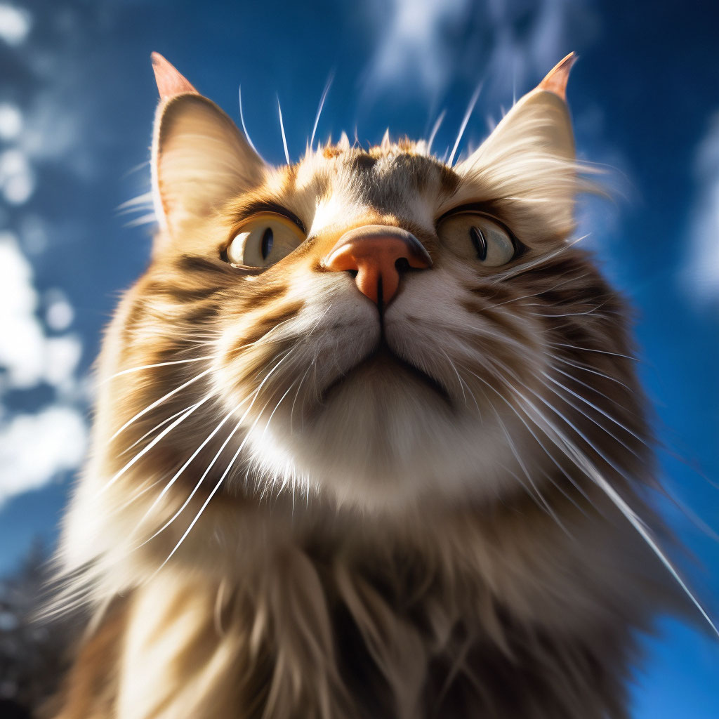 "The cat, slightly above" — image created in Shedevrum