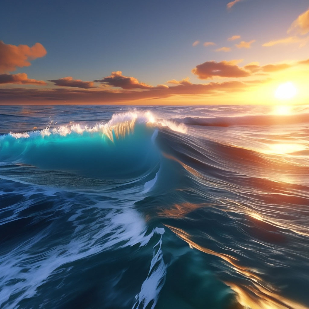 "The ocean smiles radiantly photorealism 4d" — image created in Shedevrum