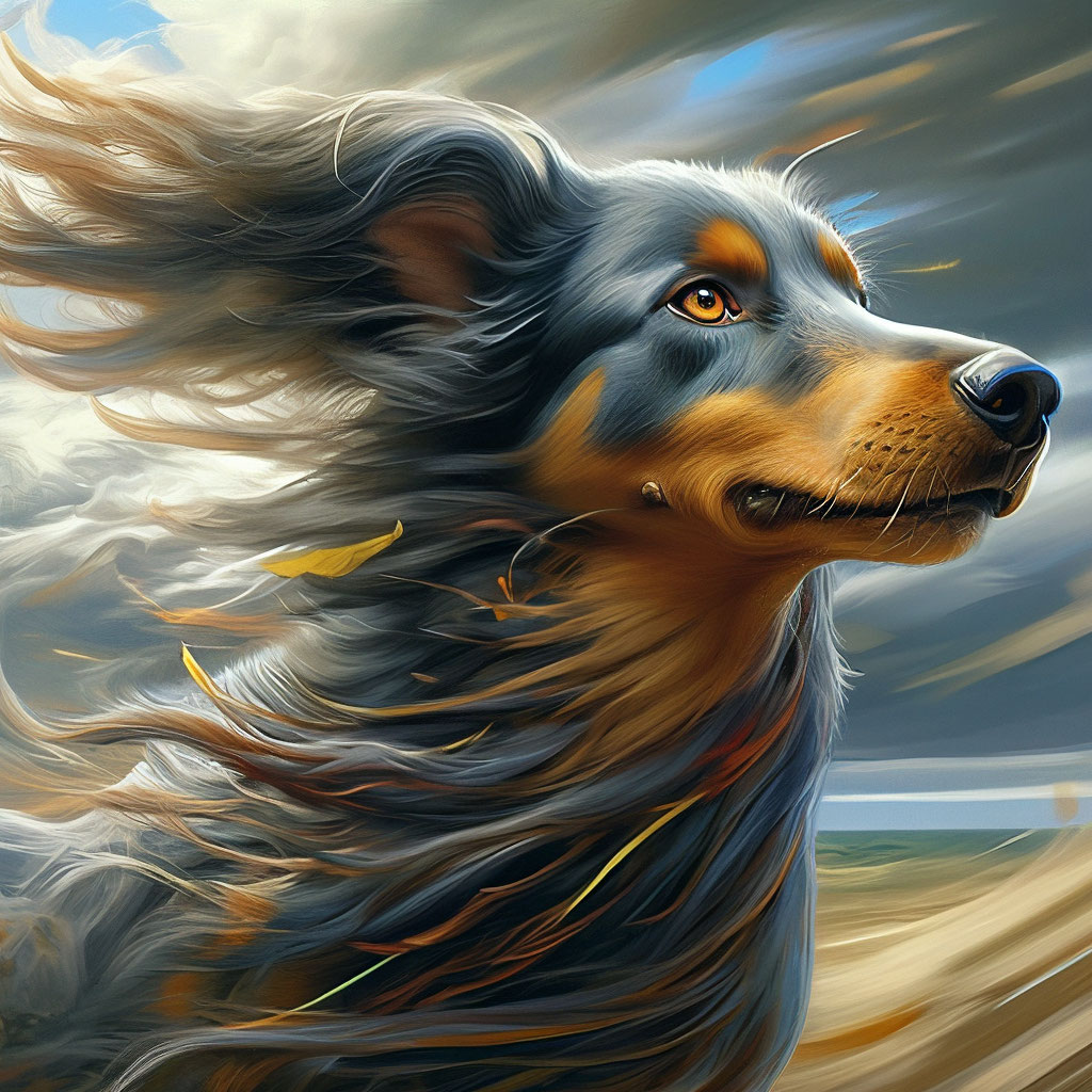 "Wind Dog, aesthetically pleasing, beautiful, realistic, high detail ...
