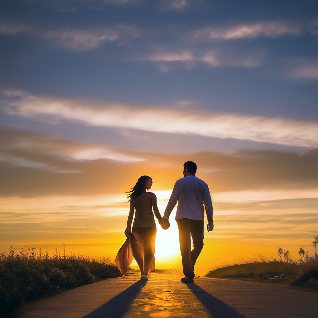 "My happy relationship, sunset, couple walking, professional photo ...