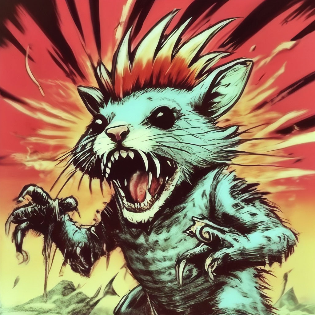 "Saber-toothed hamster zombie alien mutant rabid drool dripping mohawk ...