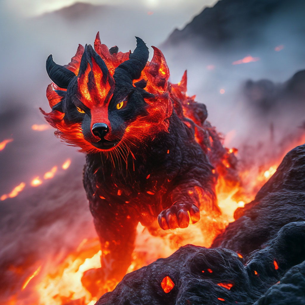 "🔥the fiery world🔥 a magical creature - a fiery elemental red with ...