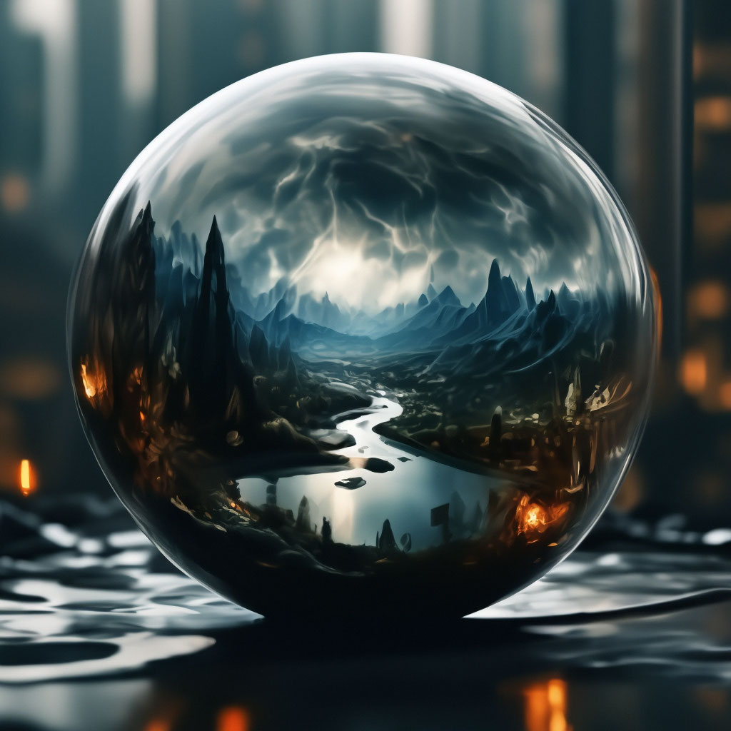 "The world inside the glass ball" — image created in Shedevrum
