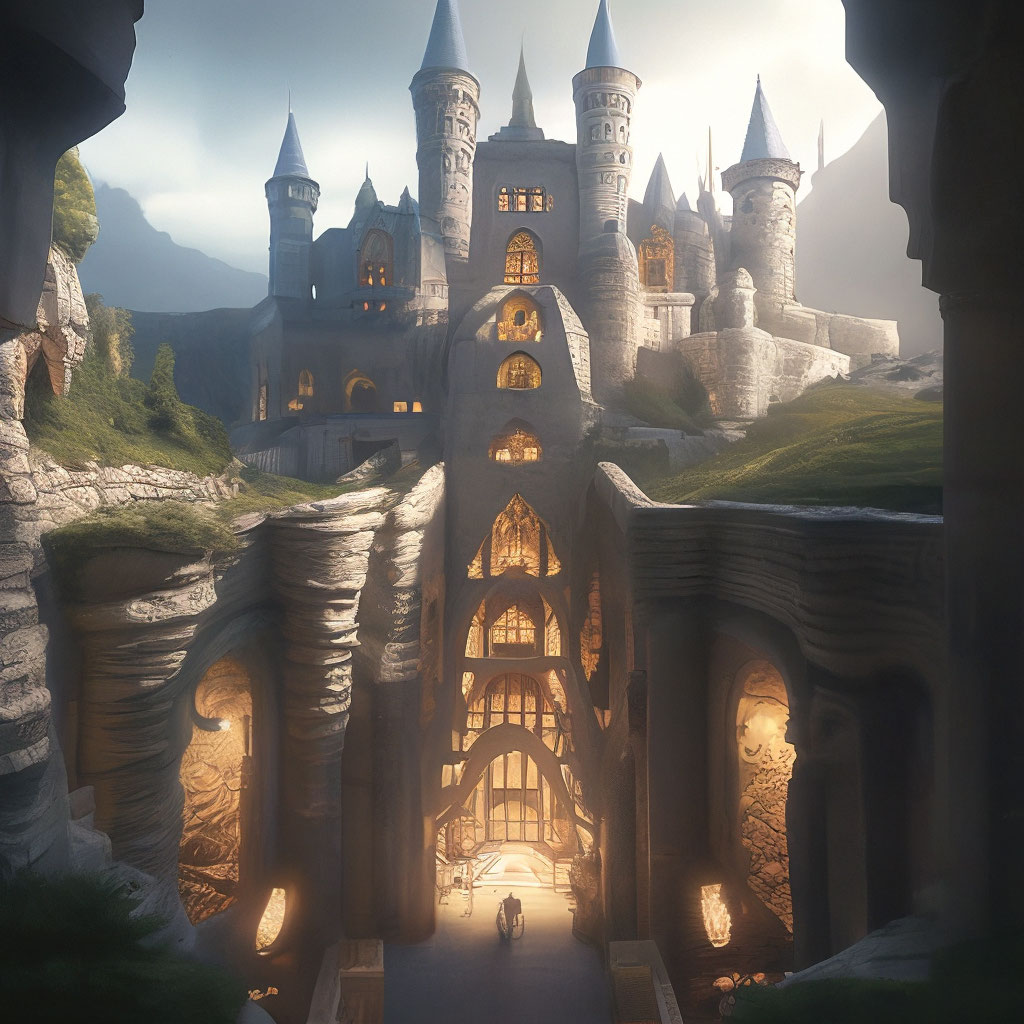 "The castle is underground" — image created in Shedevrum