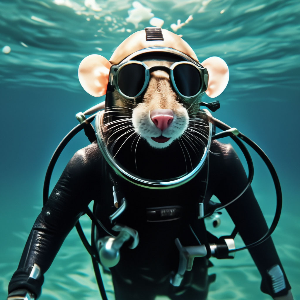 "The scuba diver rat" — image created in Shedevrum