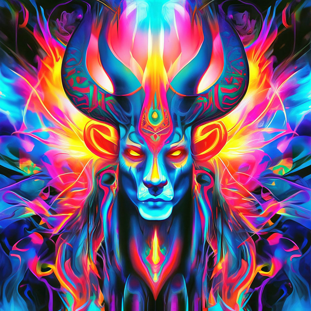 "Digital graphics+watercolor digital tribal fractal painting Hyper funk ...