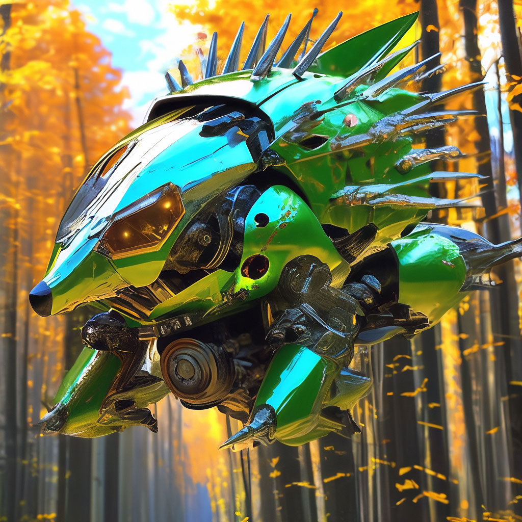 "⚡Air Hedgehog in the autumn forest flying engine, spikes, wings ...