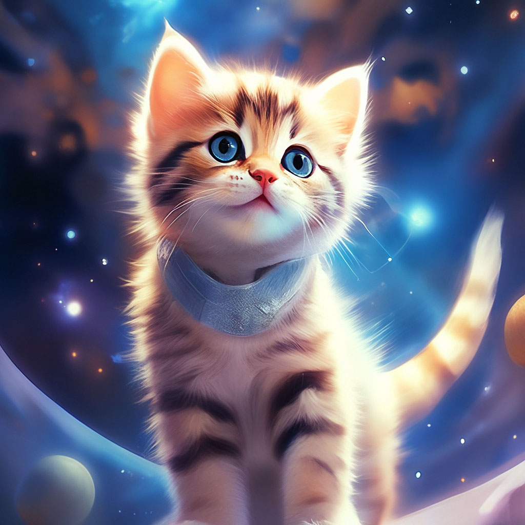 "🌆Cosmo the Cat🌆 +coherent, intricate, digital painting, joyful kitten ...