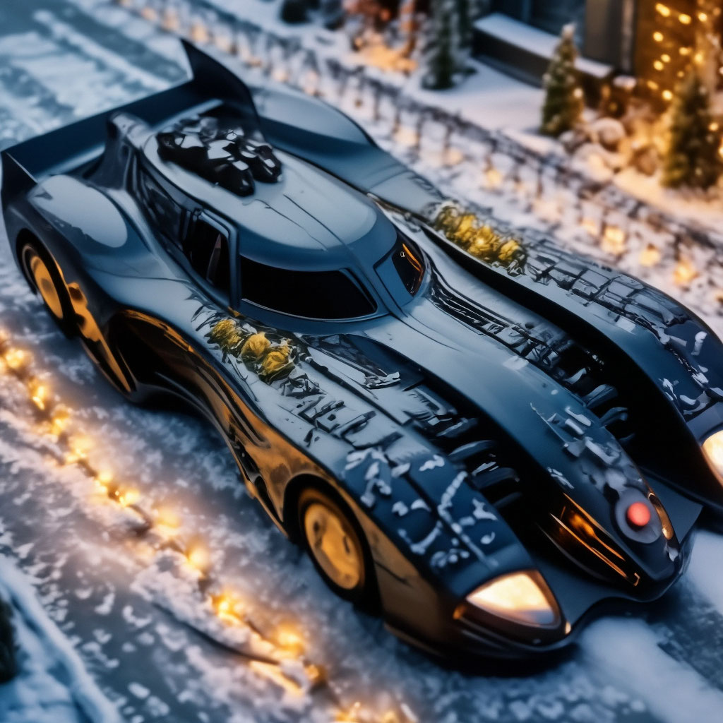 "Top view at an angle of 45 degrees, Tim Burton's Batmobile from the ...