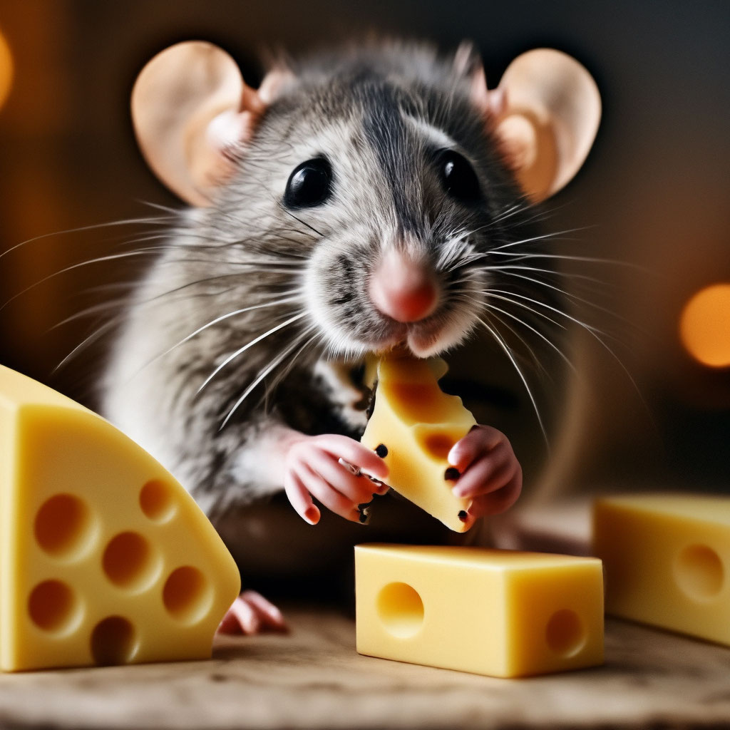 "Creep funny rat, beautiful, realistic, eats big cheese," — image ...