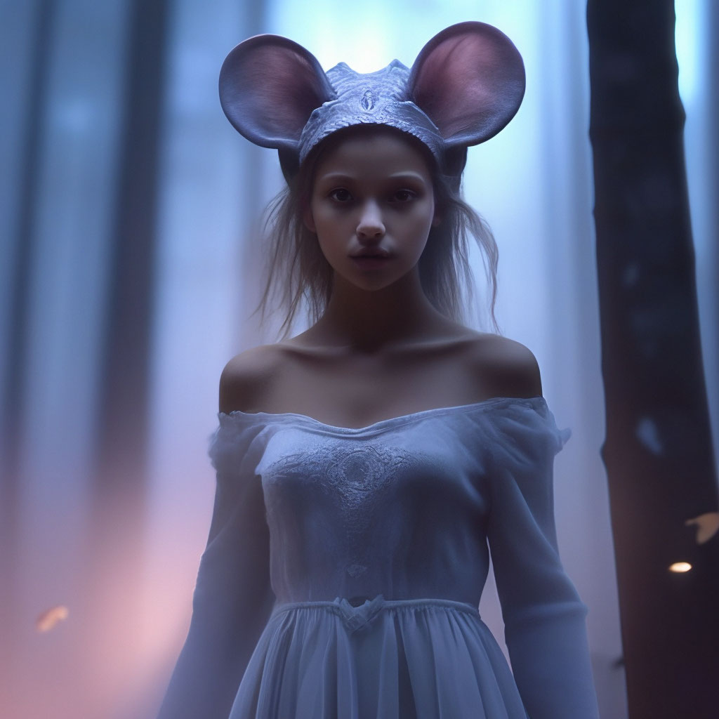 "Mouse girl, human, werewolf, metamorphosis,walking through the night ...