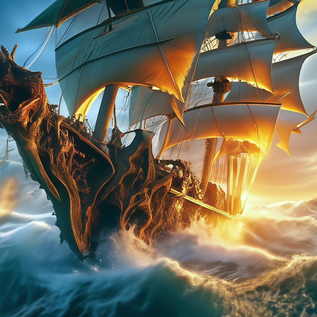 "A raging ocean, a ship with battered sails, a mythical sea cobra ...