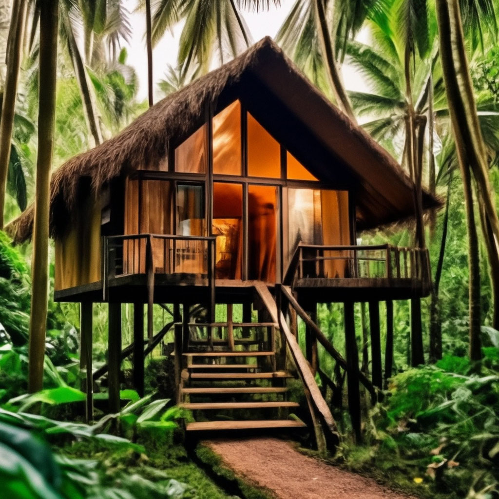 "Coconut house in the forest" — image created in Shedevrum