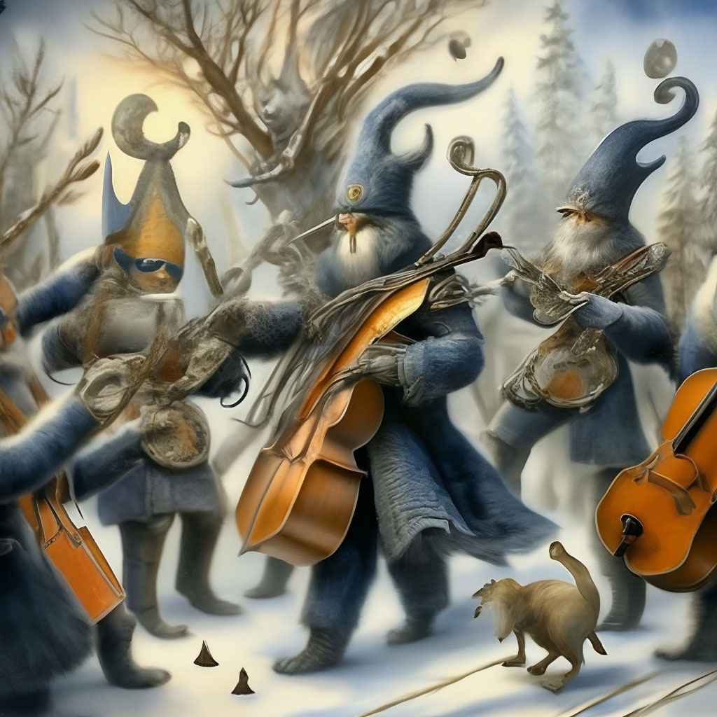 "Winter dancing of every creature and playing musical instruments with ...