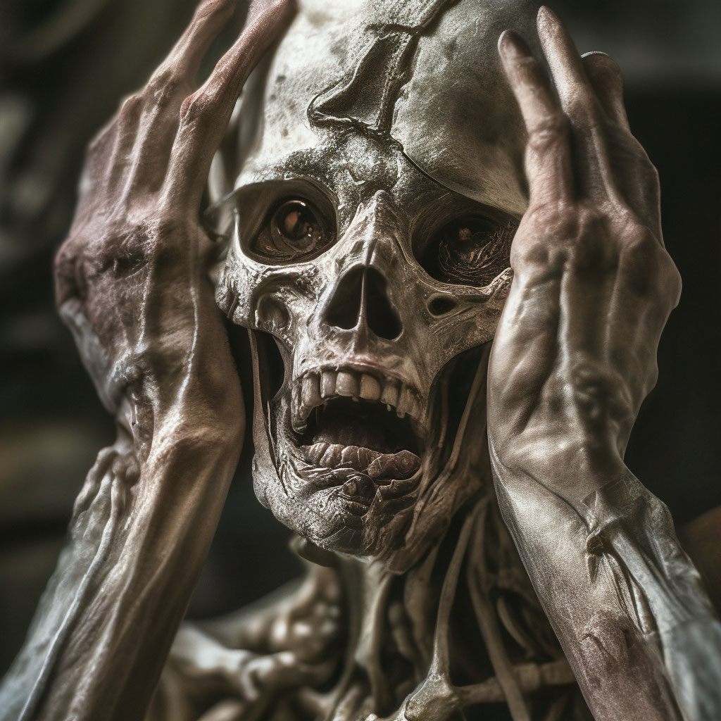 "Horribly disfigured, bones, tendons, muscles, joints, bulging empty ...