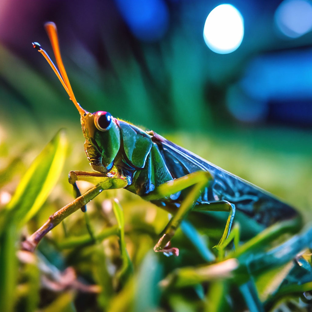 "Grasshopper, night,professional photo,15 mm,f/2.8,1/500 s, ISO2000 ...