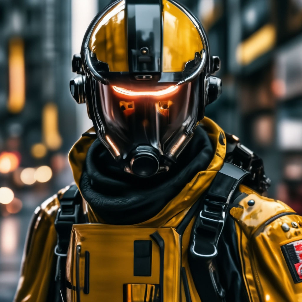 "Cyber Firefighter in 5089" — image created in Shedevrum