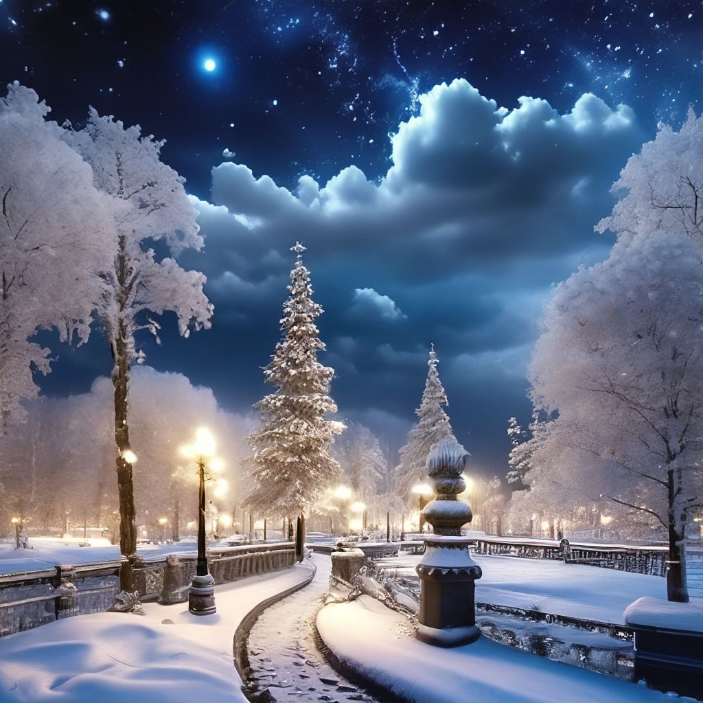 "Perm winter landscape, delicate white velvety clouds cover the winter ...