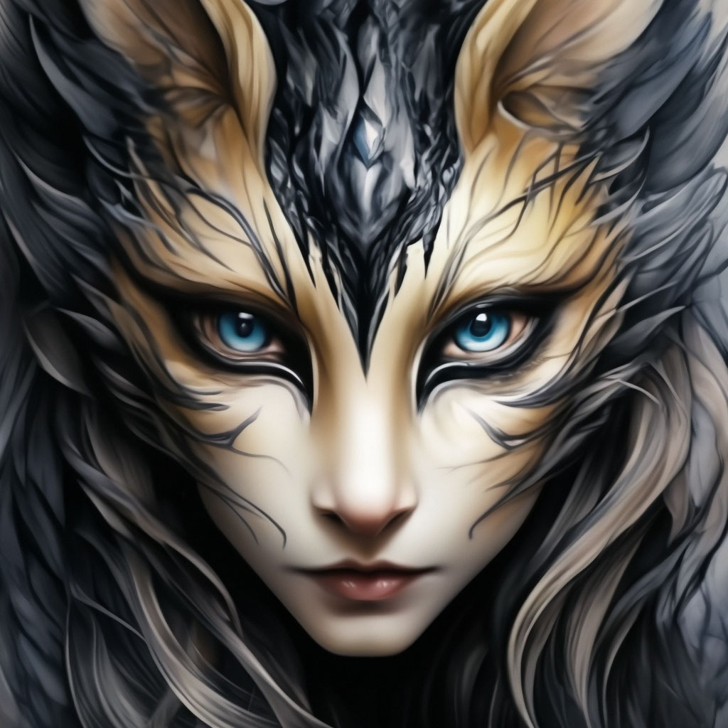 "Watercolor, chimera, mother-of-pearl and black colors, dark fantasy ...