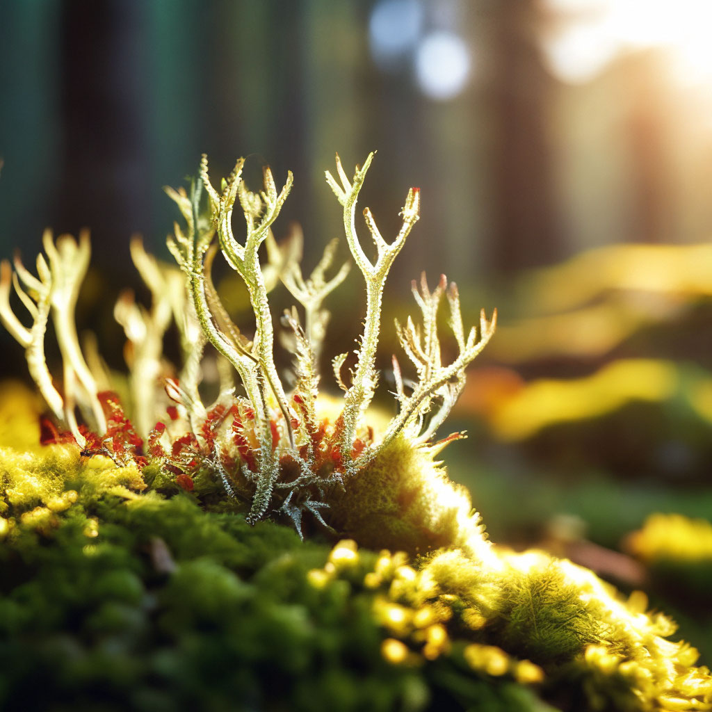 "Deer moss Yagel lichen in a pine forest, macro photography ...