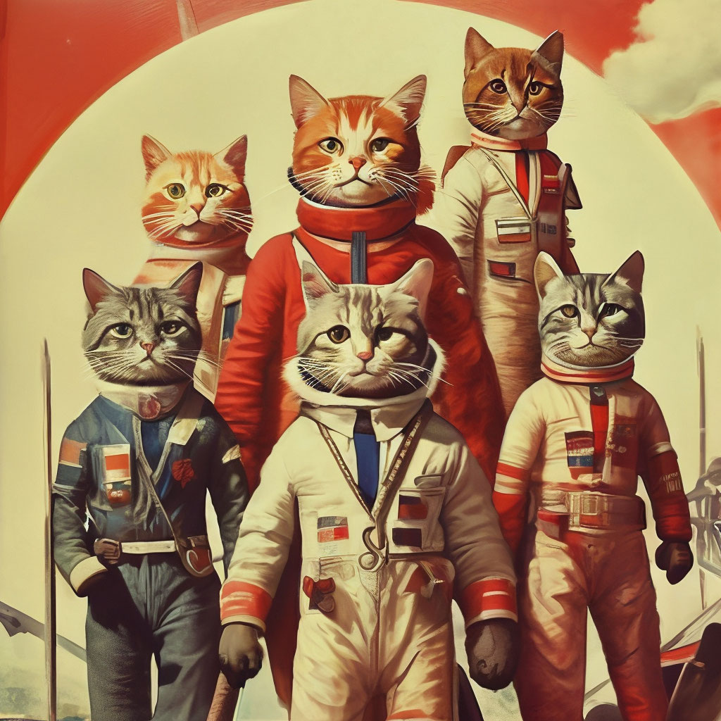 "The team of cats 💙" — image created in Shedevrum